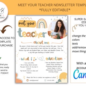 Meet Your Teacher Editable Template With Boho Elements Neutral Colors ...