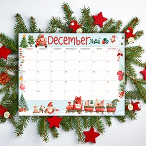Printable December 2024 Calendar Page With Winter Gnomes and Christmas ...