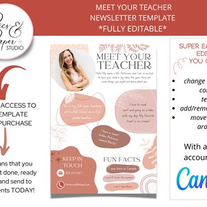 Meet Your Teacher Editable Template Boho Style Back to School Parent ...