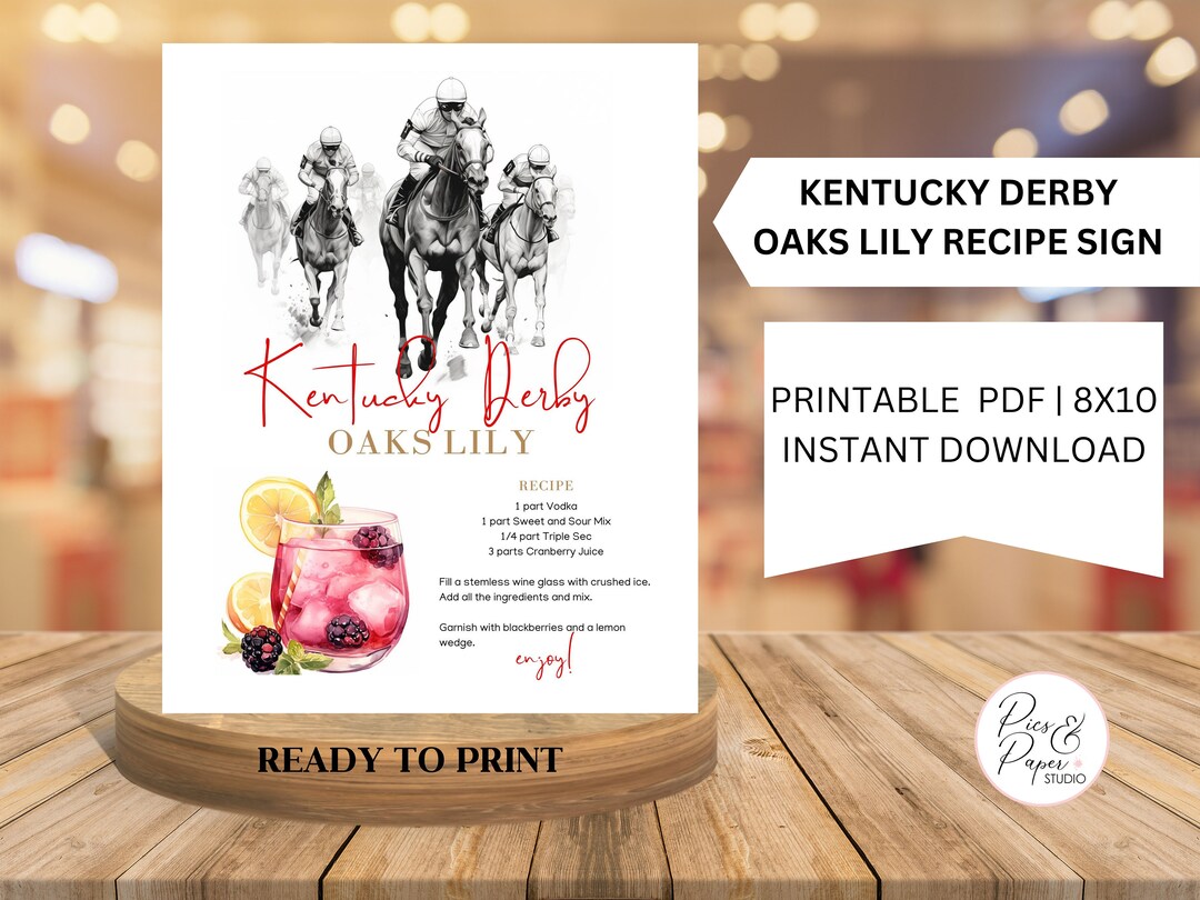 Oaks Lily Cocktail Recipe| Oaks Lily Kentucky Derby Theme Bar Sign ...