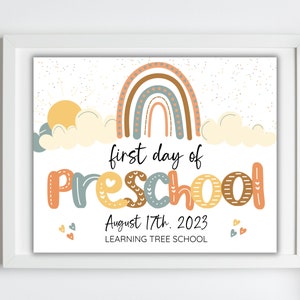 First Day of Preschool Photo Poster Sign Prop Editable Text Boy First ...