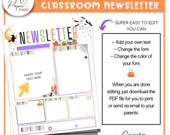 Editable School Newsletter Monthly Newsletter October - Etsy