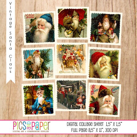 Vintage Santa Claus Digital Collage Sheet No.18 Square Images - Etsy