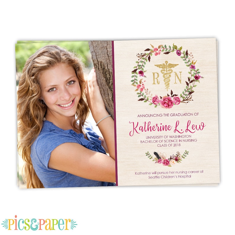 Nursing Graduation Announcement With Photo Class of 2018 - Etsy