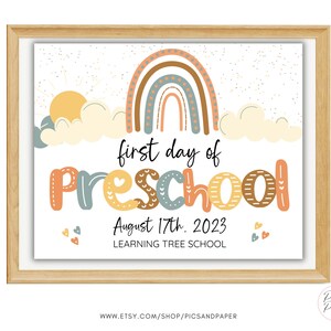 First Day of Preschool Photo Poster Sign Prop Editable Text Boy First ...