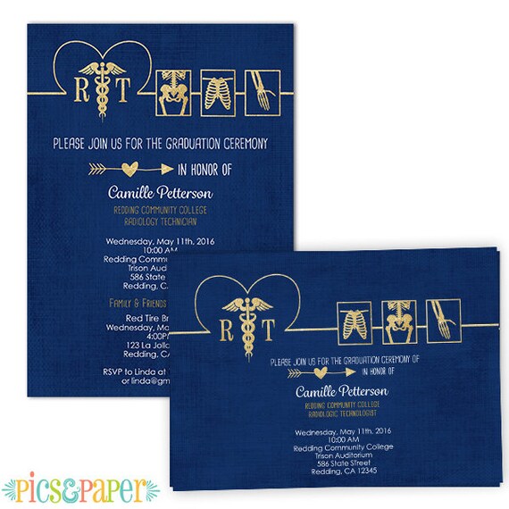 Radiologic Technologist Graduation Invitation RT Navy and | Etsy