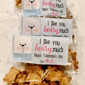 Valentine's Day Treat Bag Toppers Polar Bear I Like You Beary Much ...