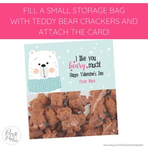 Valentine's Day Treat Bag Toppers Polar Bear I Like You Beary Much ...