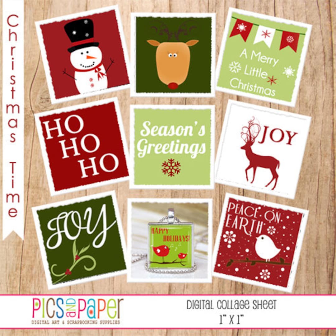 Printable Christmas Inchies, 1x1 Squares, Christmas Theme Images for ...