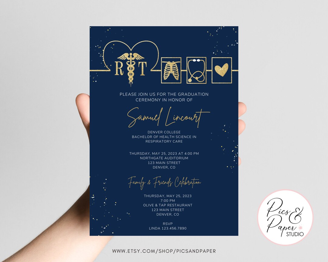 Respiratory Therapist Respiratory Care Graduation Invitation, Applied ...