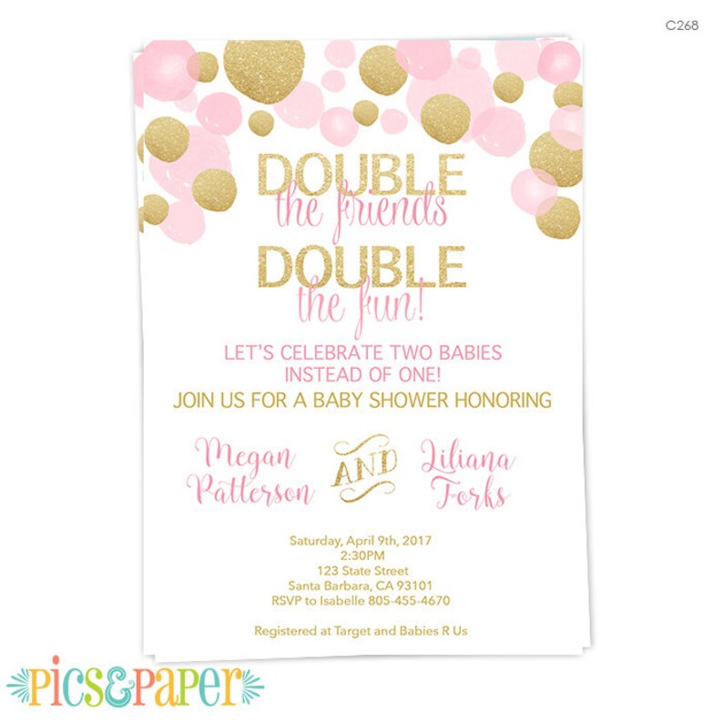 Double Baby Shower Invitation for a Boy and a Girl Light | Etsy