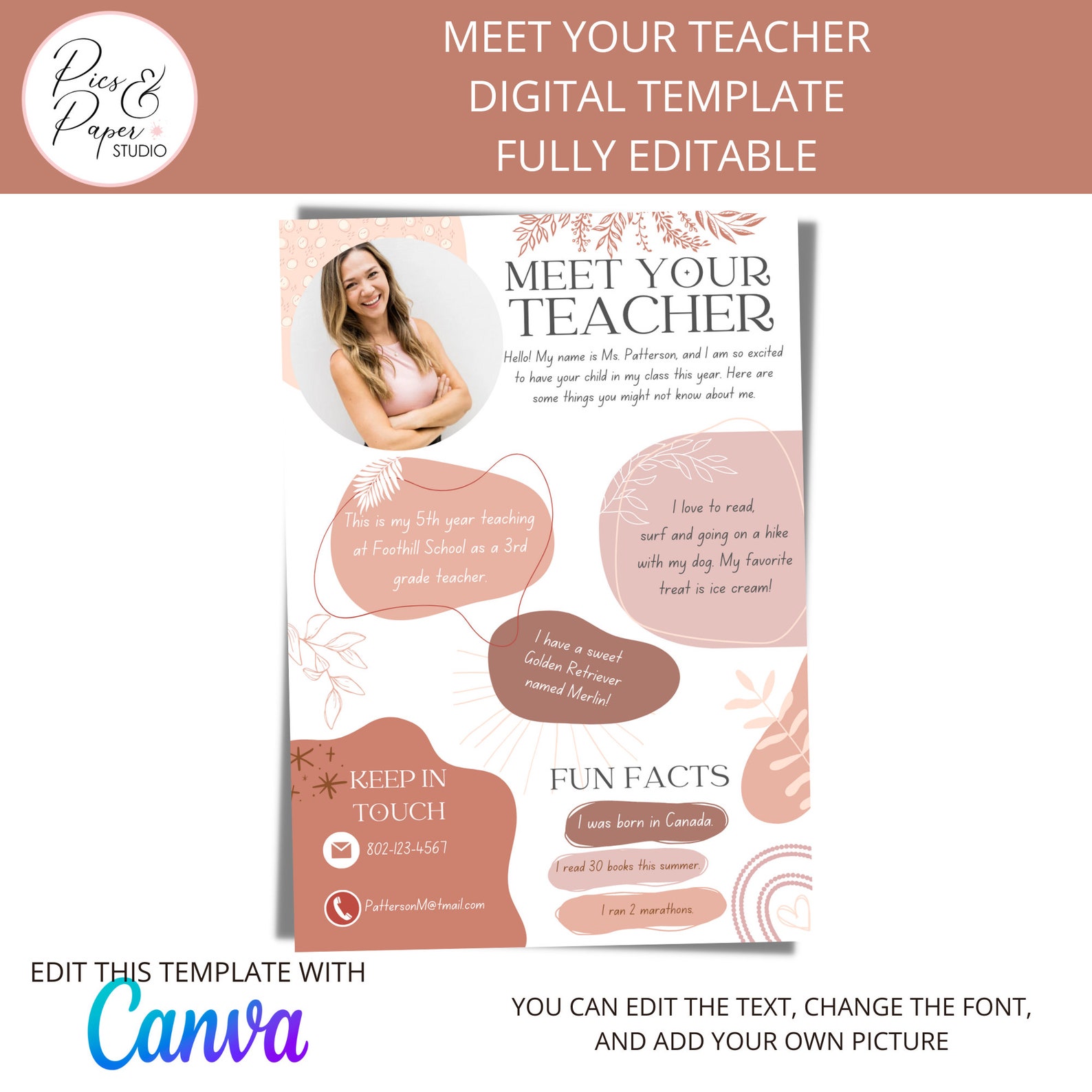 Meet Your Teacher Editable Template Boho Style Back to School - Etsy