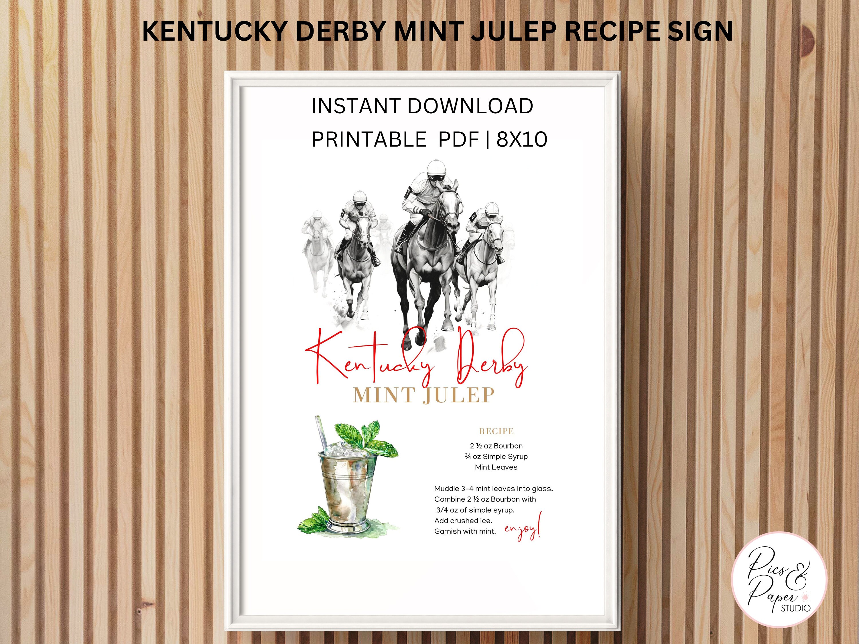 Mint Julep Recipe| Mint Julep Kentucky Derby Theme Bar Sign| Printable ...