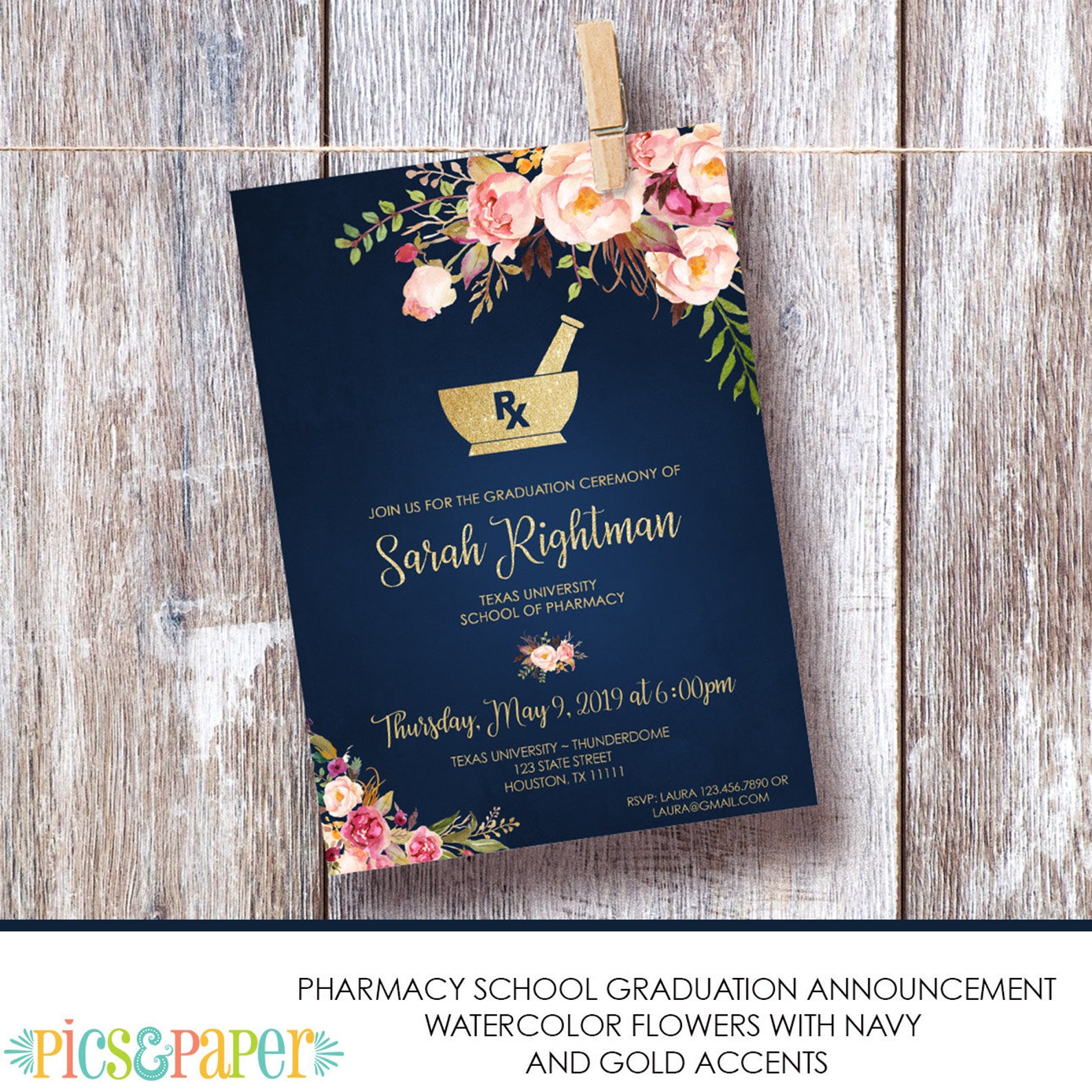 Pharmacy School Graduation Announcement Commencement - Etsy