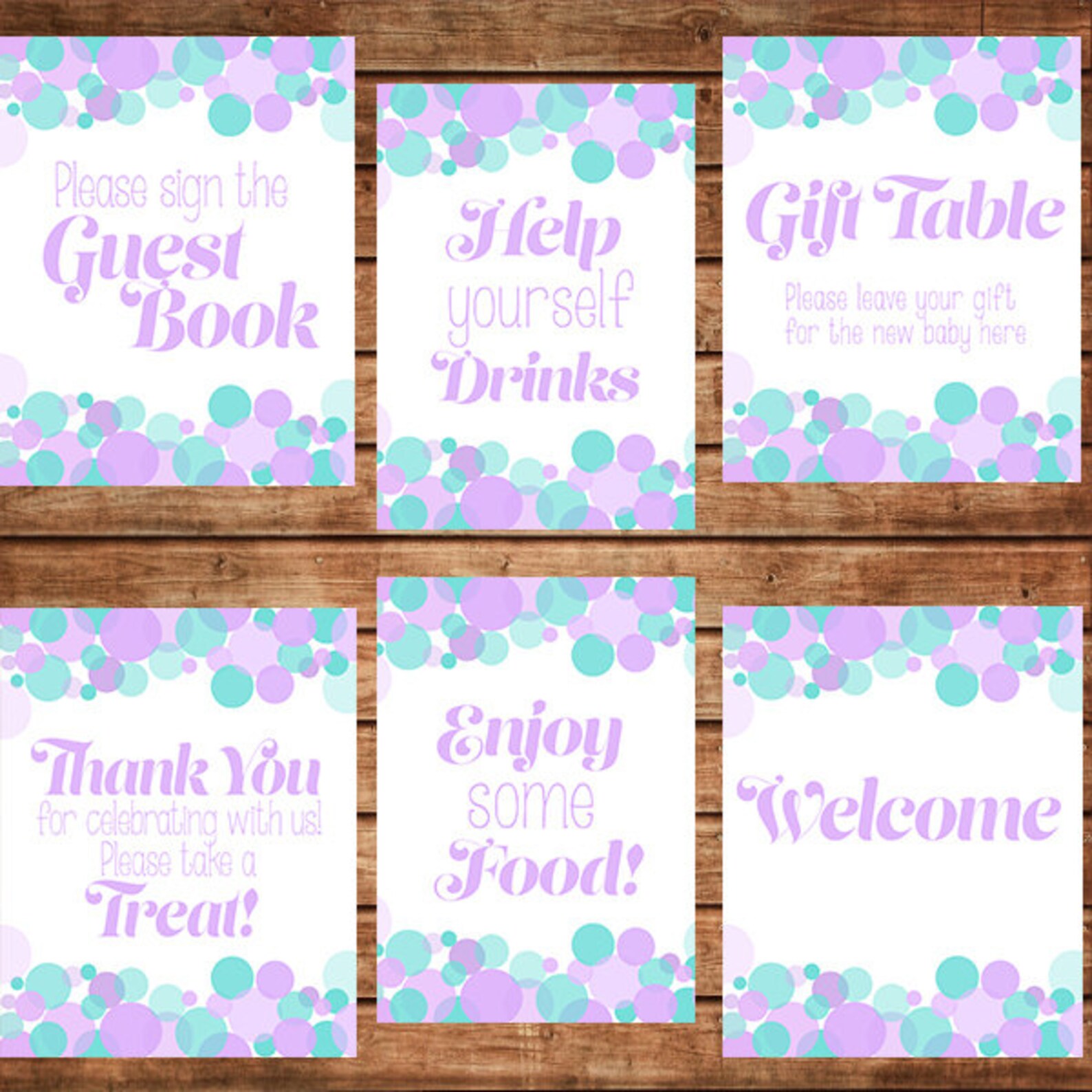Baby Shower Printable Table Signs With Lavender Purple and - Etsy