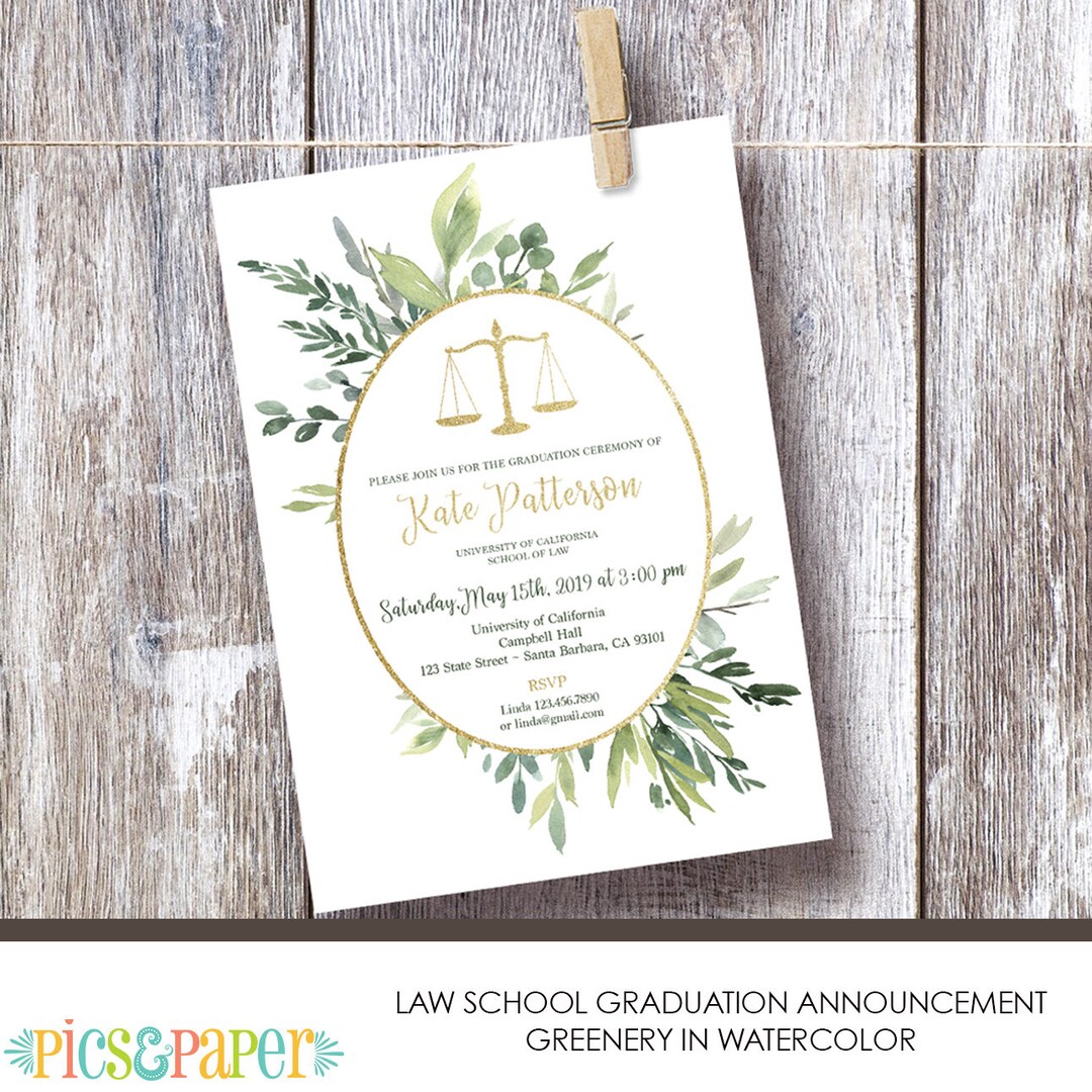 Law School Graduation Ceremony Announcement Invitation With - Etsy