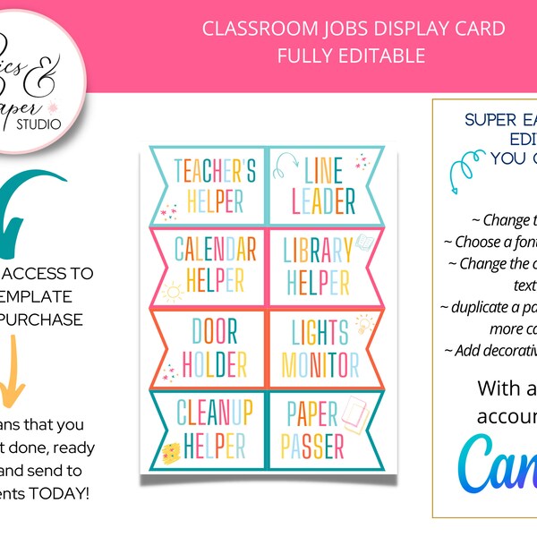 Classroom Jobs Chart - Etsy