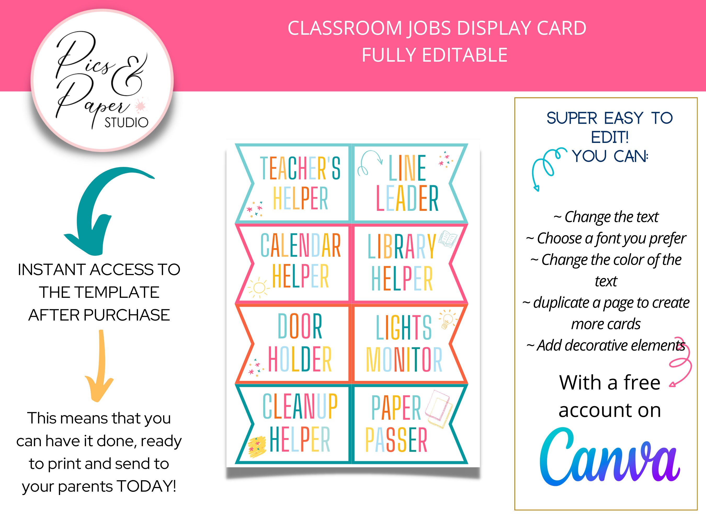Classroom Jobs Printable Cards