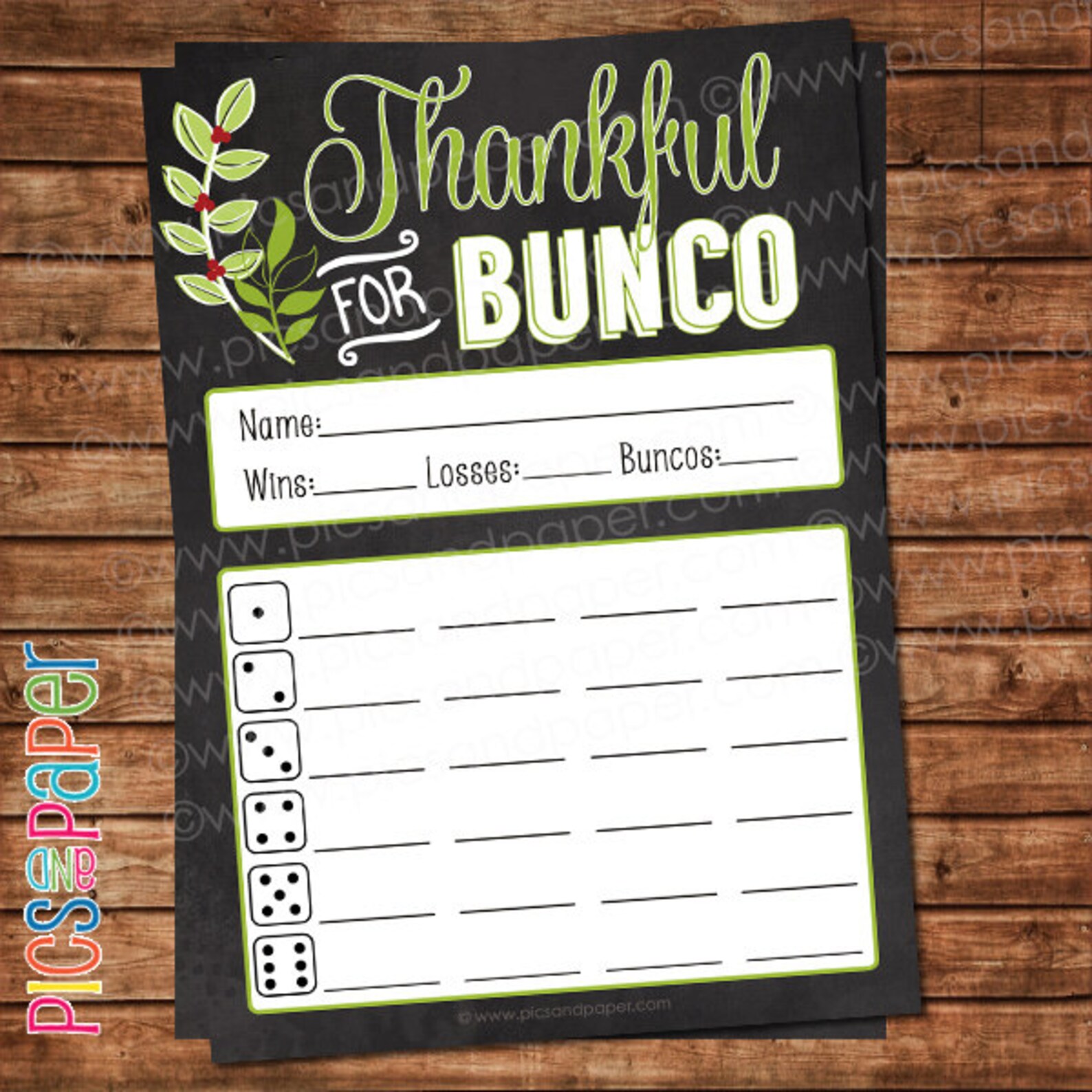 Fall Bunco Score Card Thanksgiving Theme Chalkboard - Etsy