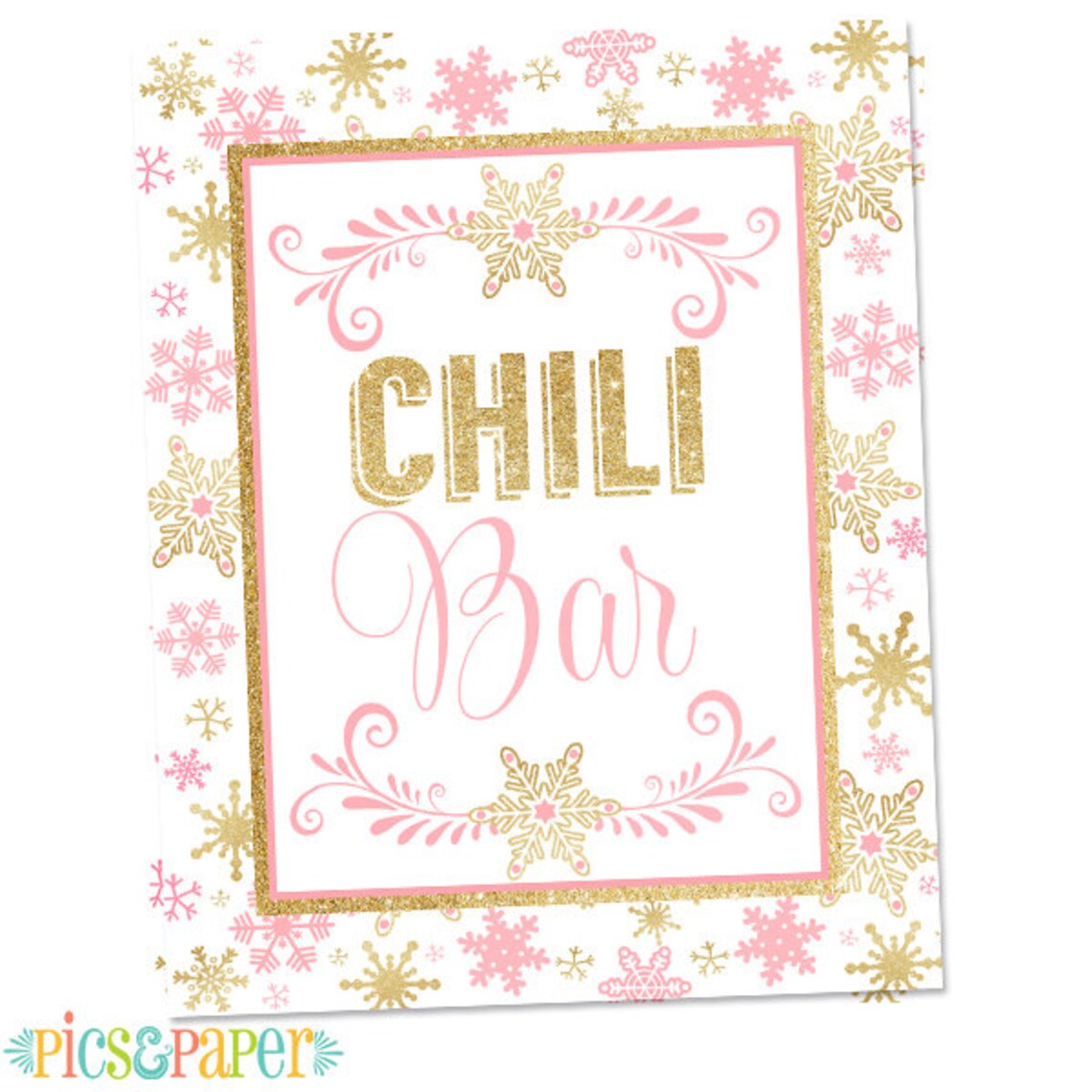 Chili Bar Printable Sign Winter Onederland Decorations in | Etsy