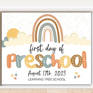 First Day of Preschool Photo Poster Sign Prop Editable Text Boy First ...