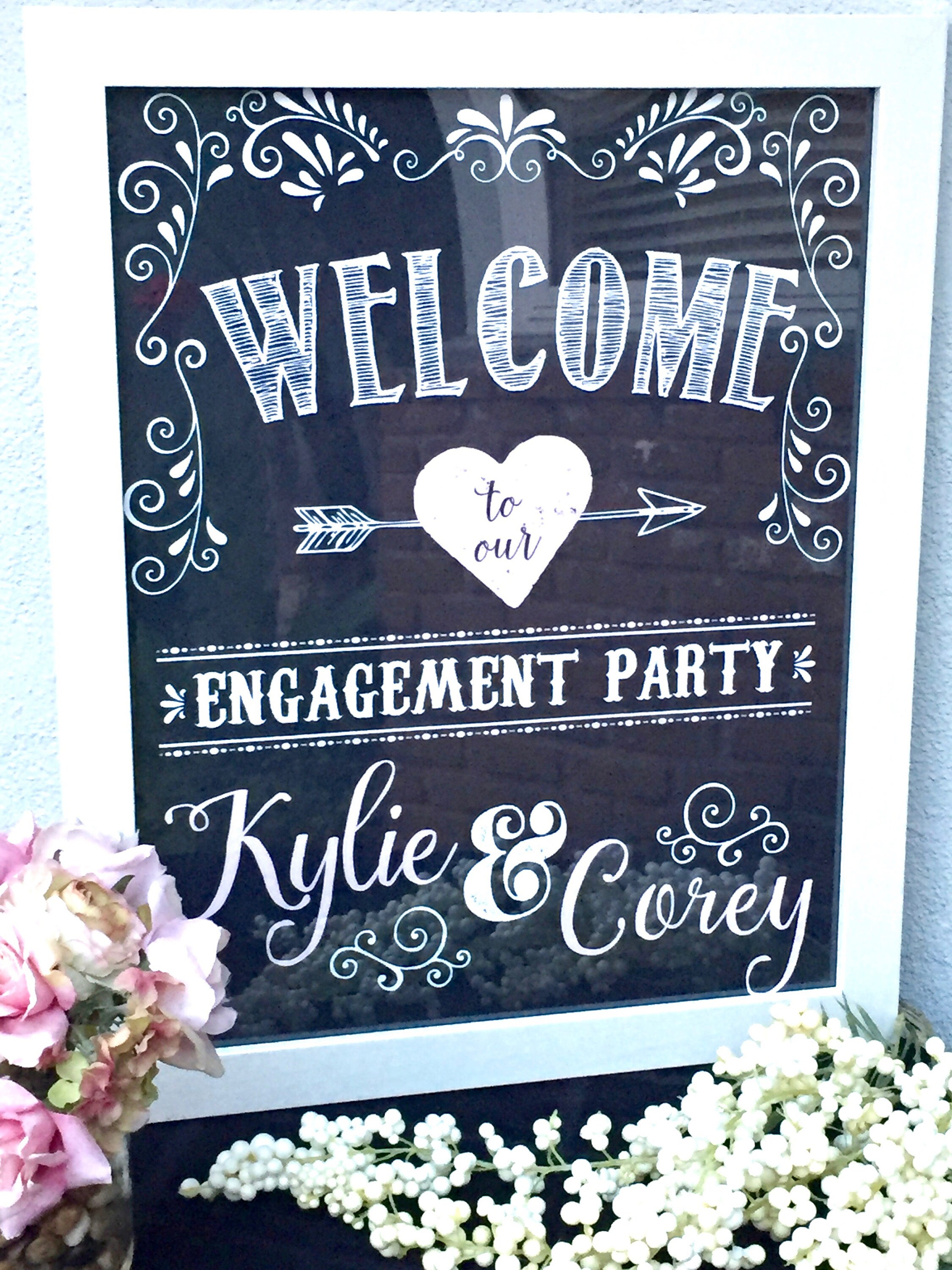 Personalized Engagement Party Poster Chalkboard Style Welcome | Etsy