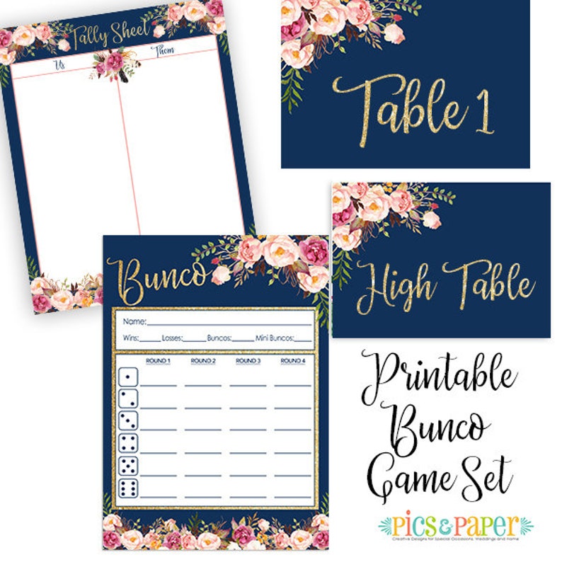 Bunco Score Card Sheet With Matching Table Numbers and Table - Etsy