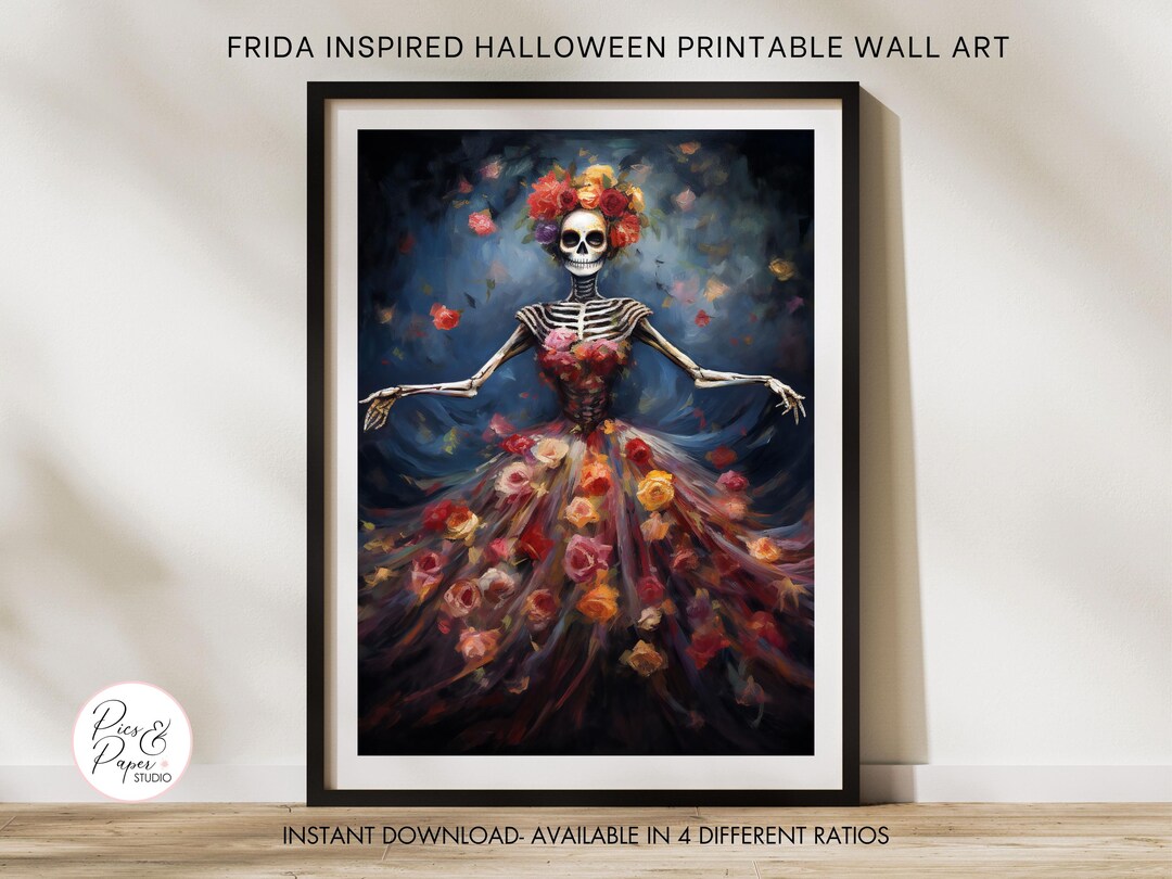 Frida Khalo Skeleton Halloween Art Print, - Etsy UK