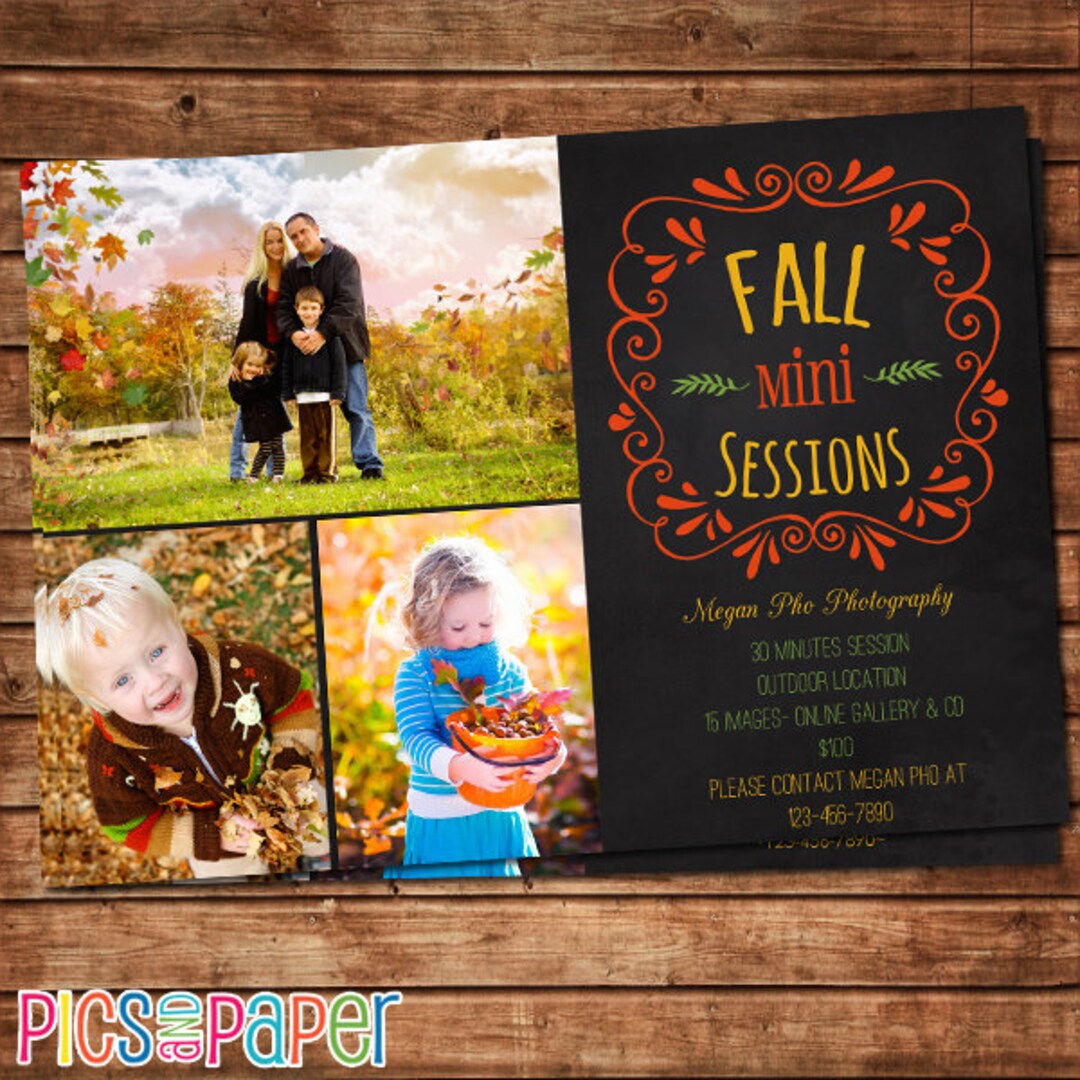 Fall Mini Session Template Chalkboard Photo Session Announcement ...