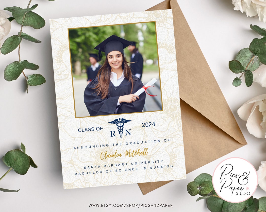 RN Graduation Announcement With Photo: Editable Template (5x7) - Etsy