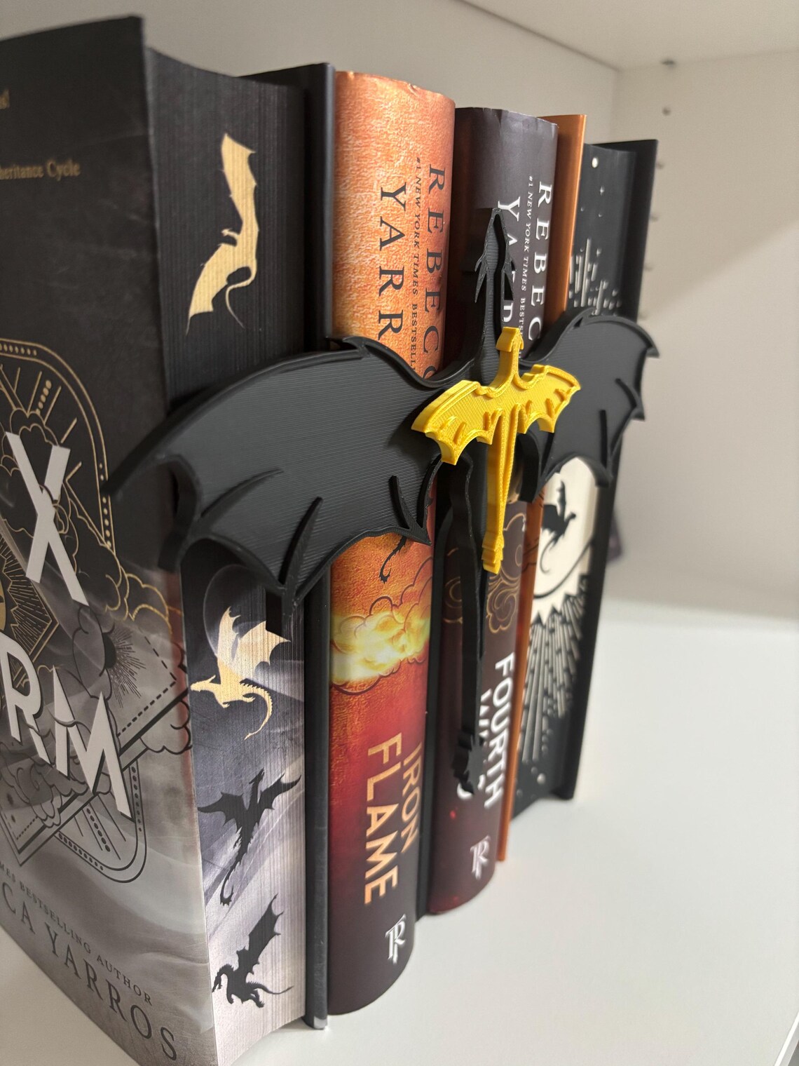 Floating Dragon Bookend – 3D Printed Black & Gold Fantasy Decor - Etsy