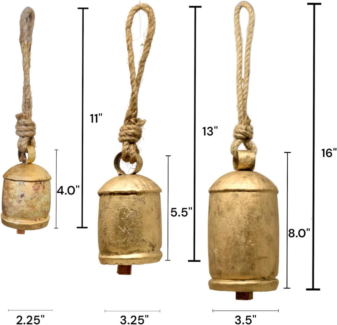 XL Rustic Cow Bells Set of 3: Handmade Jute Rope Christmas Decor - Etsy