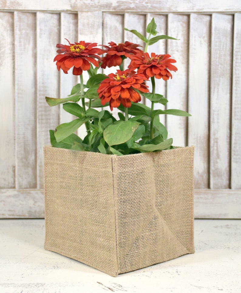 Burlap Jute Container 3 Plant Holder Burlap Centerpiece | Etsy