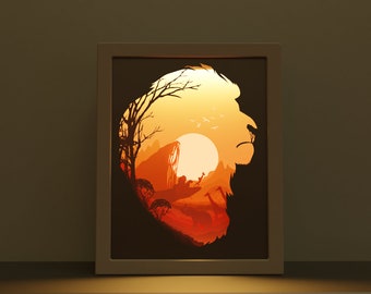 Lion Light Box Svg - Etsy
