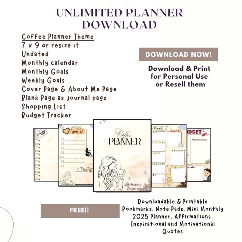 Coffee-themed Printable Planner - Etsy