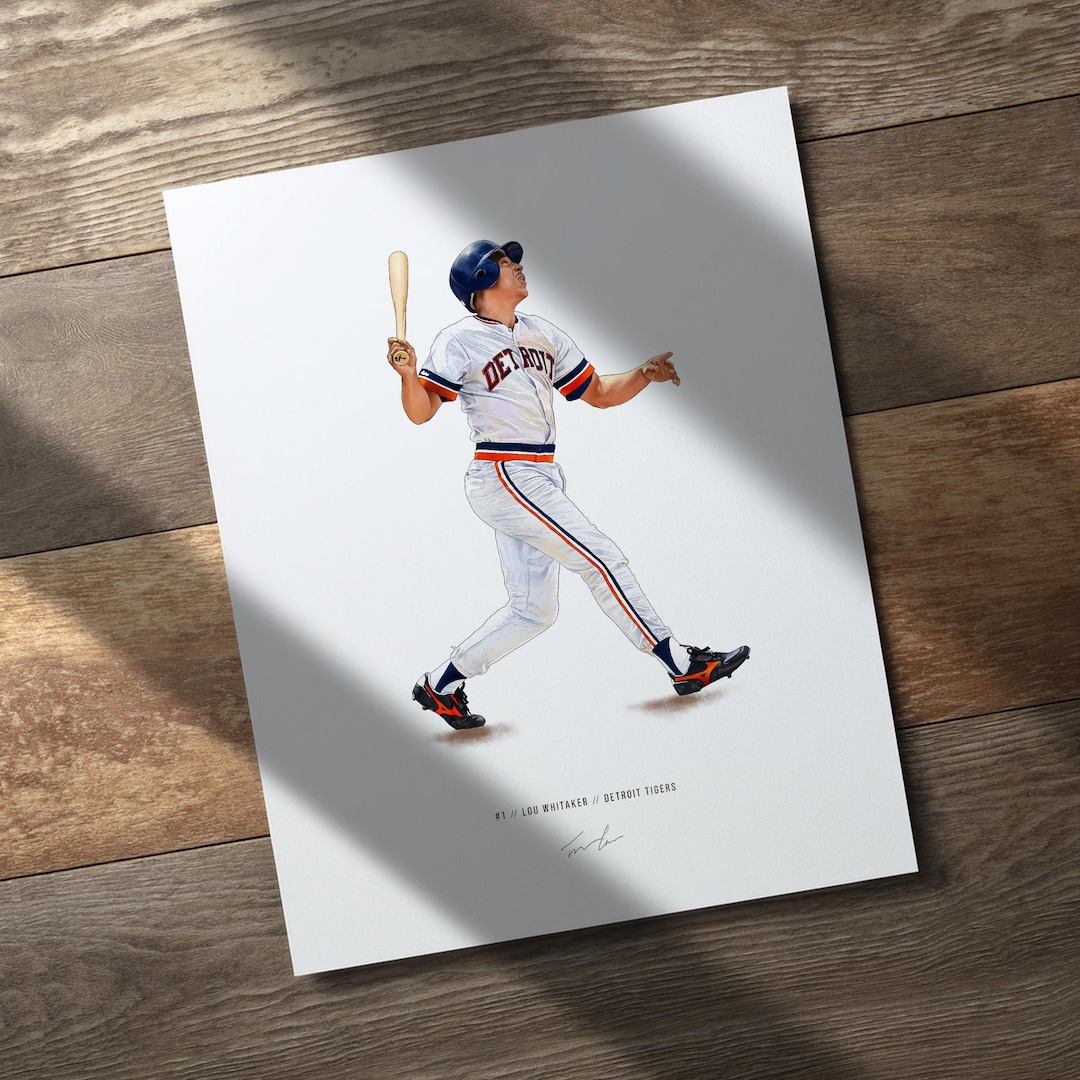 Lou Whitaker Detroit Tigers Baseball 8x10 Print Poster Art Illustrated ...