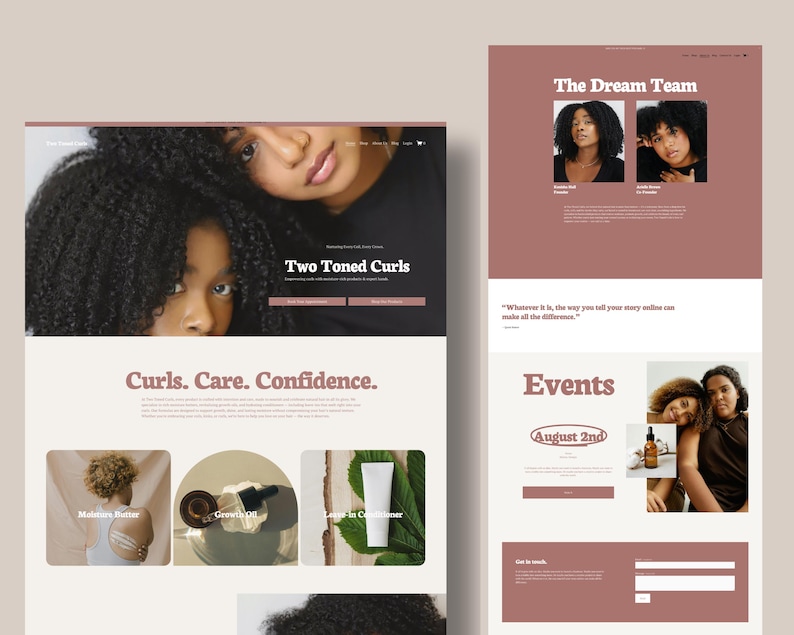 Squarespace Website Template for Natural Hair Brands | Feminine ...