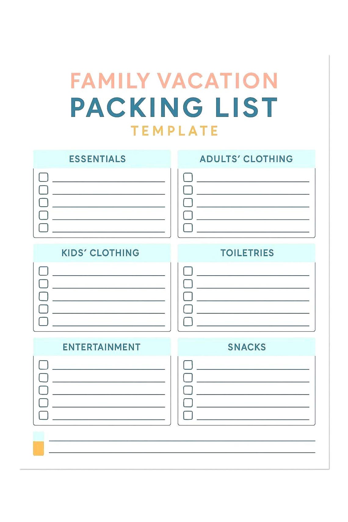 Editable Family Vacation Packing List Template | Canva Printable ...