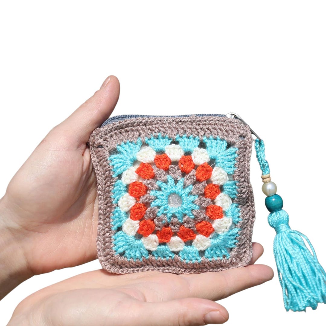 Granny Square Small Purse – Crochet Card Holder, Handmade Colorful ...