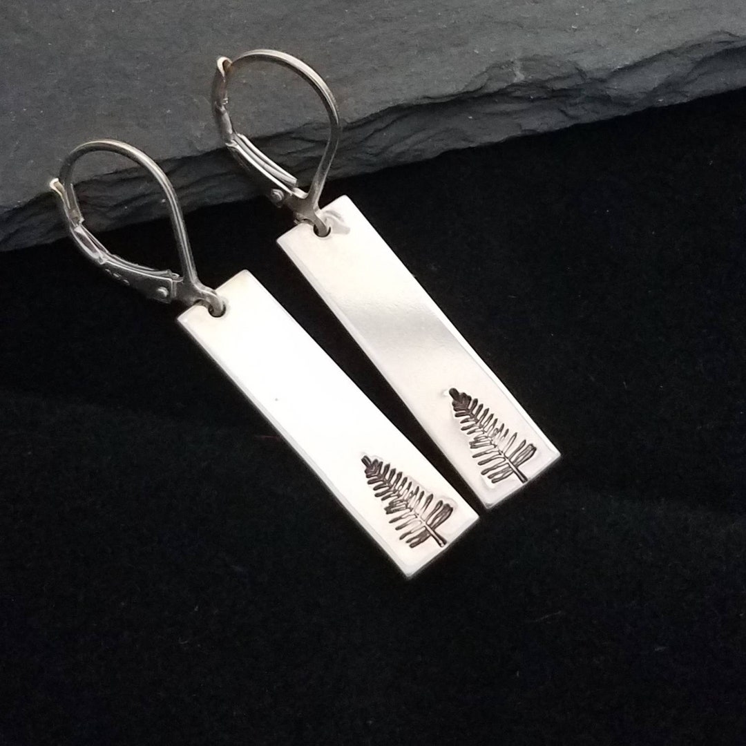 Evergreen Tree Bar Earrings With Lever-back Ear Wires in Sterling ...