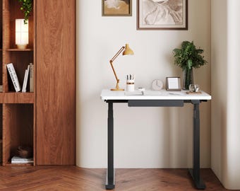 Mini Standing Office Desk – Space-saving & Adjustable | Walnut - Etsy