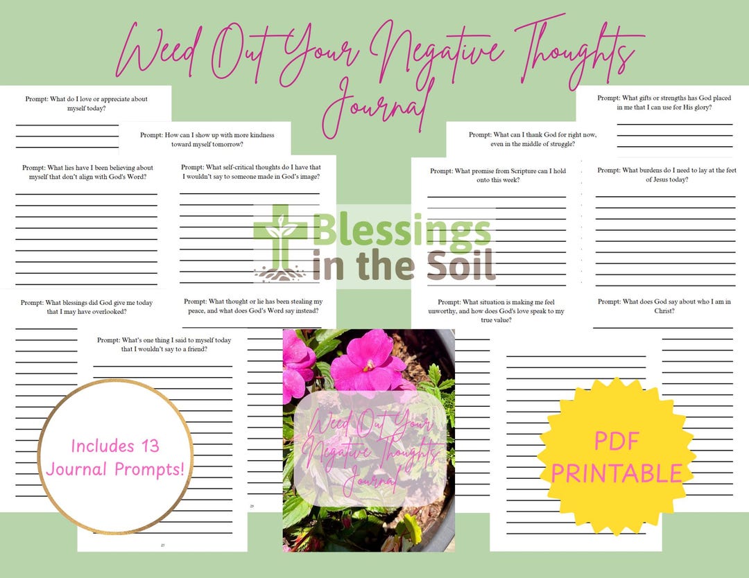 Christian Printable Journal With Prompts for Mind Healing-"weed Out ...