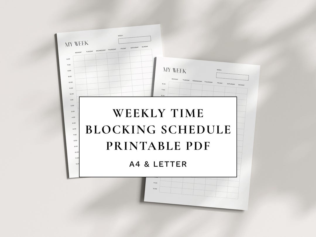 Weekly Time Blocking Schedule Printable: Minimalist Planner (PDF, A4/US ...