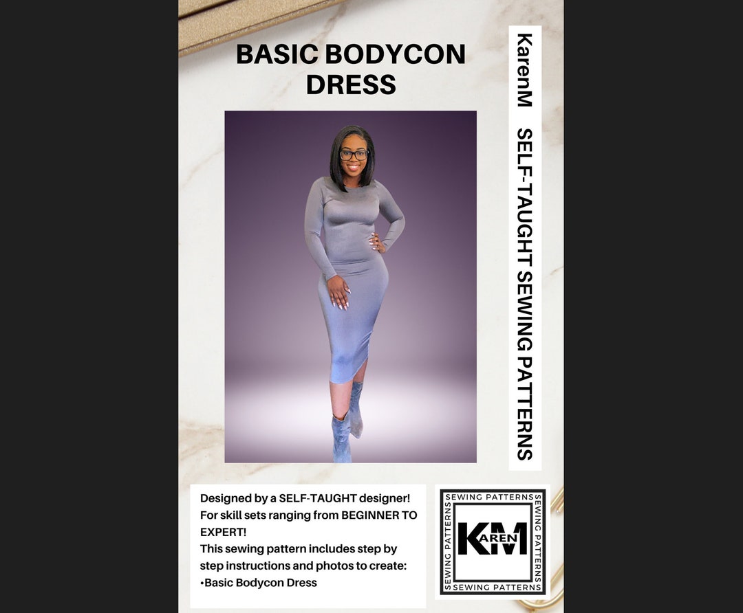 Basic Bodycon Dress Sewing Pattern PDF - Instant Download - Etsy