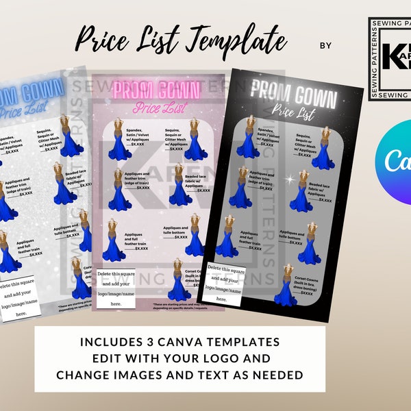 Sewing Price List Template - Etsy