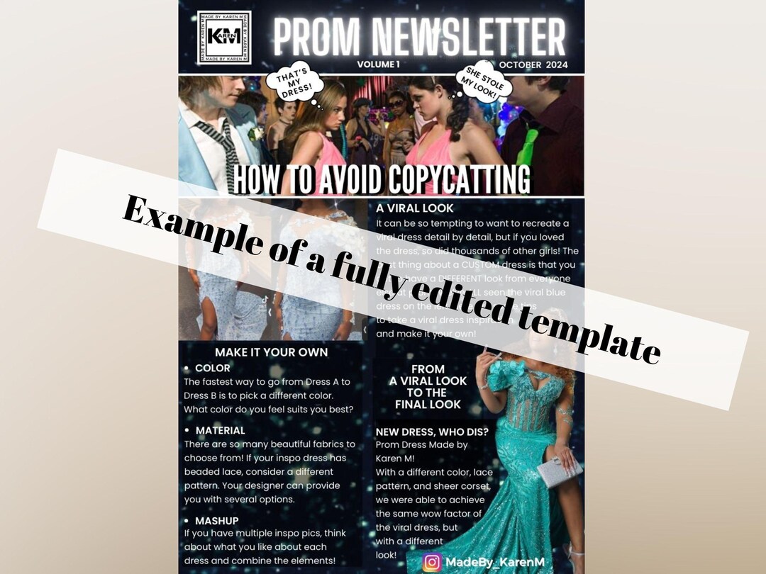Prom Newsletter Template - Canva - Etsy