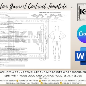 Custom Garment Contract Template - Canva and Word - Etsy