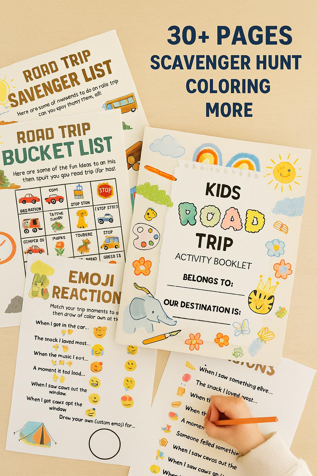 Road Trip Activity Book for Kids | Printable Travel Games, Coloring ...