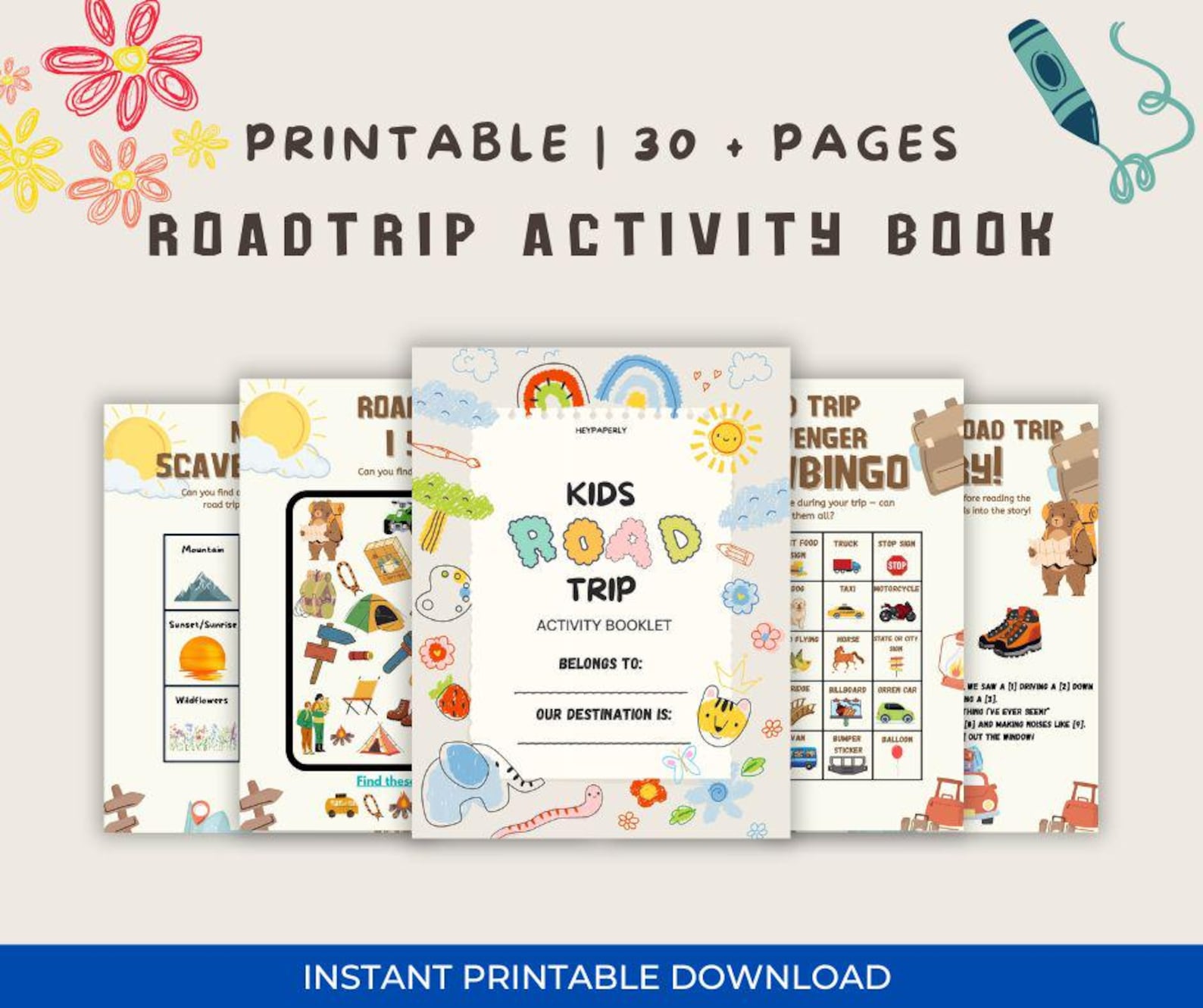 Road Trip Activity Book for Kids | Printable Travel Games, Coloring ...