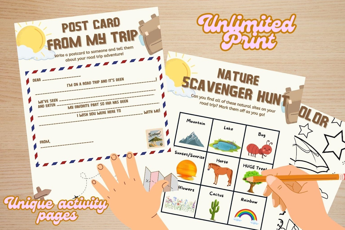 Road Trip Activity Book for Kids | Printable Travel Games, Coloring ...